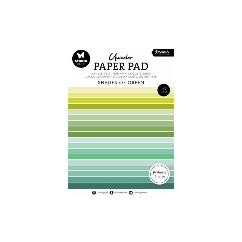 Studio Light Unicolor paper pad Shades of green Essent. nr.156 SL-ES ...